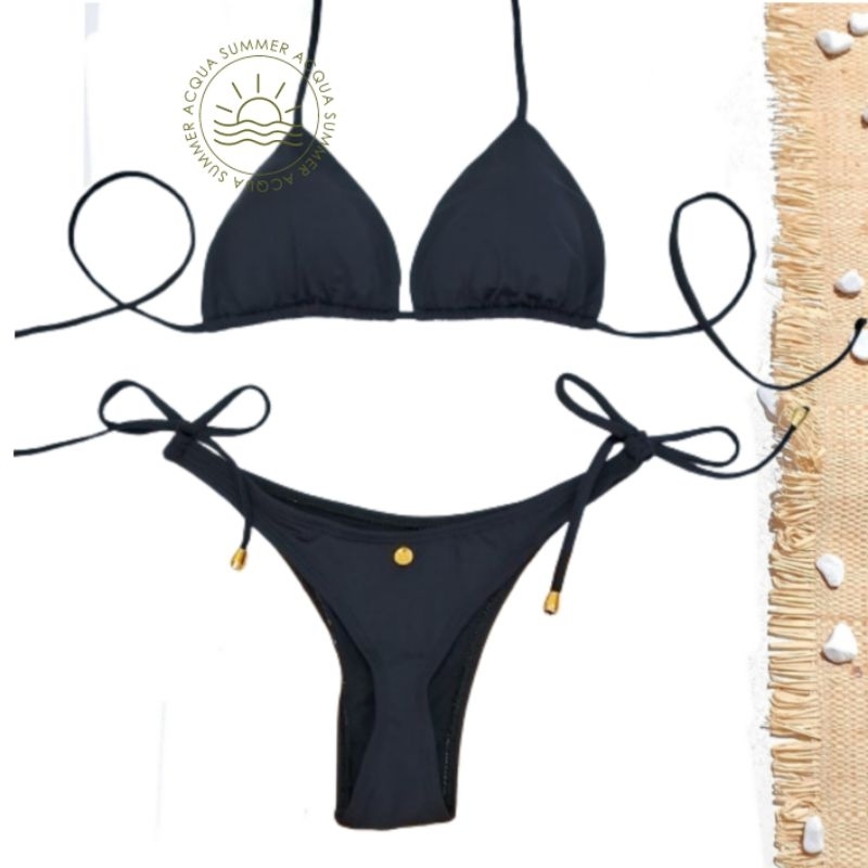Biquíni Cortininha Fio Dental com Regulagem/ Calcinha Fio Dental de ...