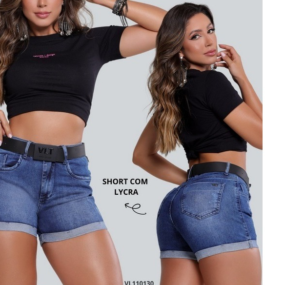 Short Premium Jeans Feminina Valentin Deluxe Tam 44 CGA | Shopee Brasil