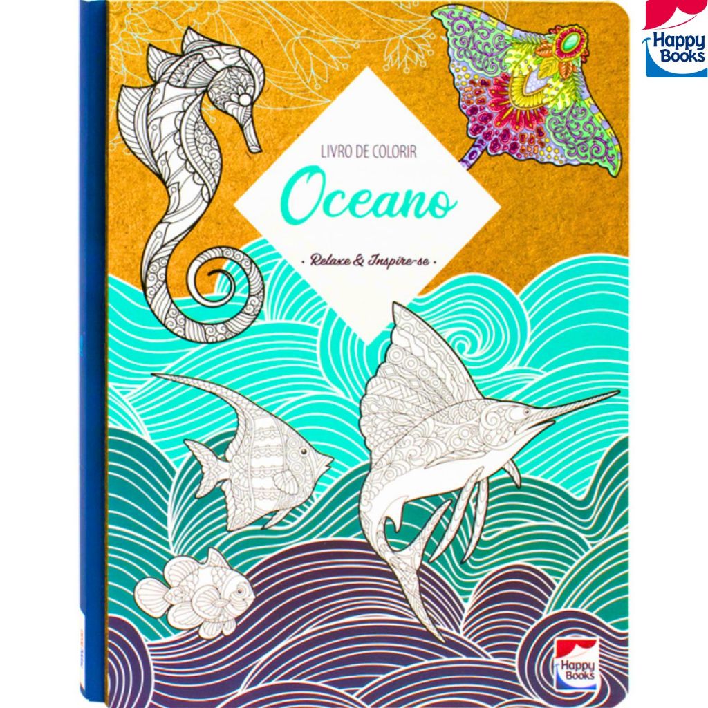 Livro de Colorir Adulto Antiestresse AntiStress 64 pág Capa Dura Base Apoio Oceano | Happy Books ...