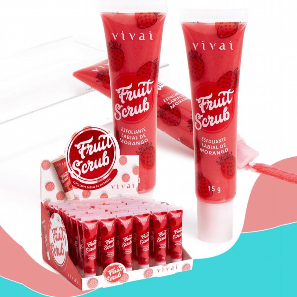 Fruit Scrub Esfoliante Labial de Morango VIVAI 3105.1.1 | Shopee Brasil