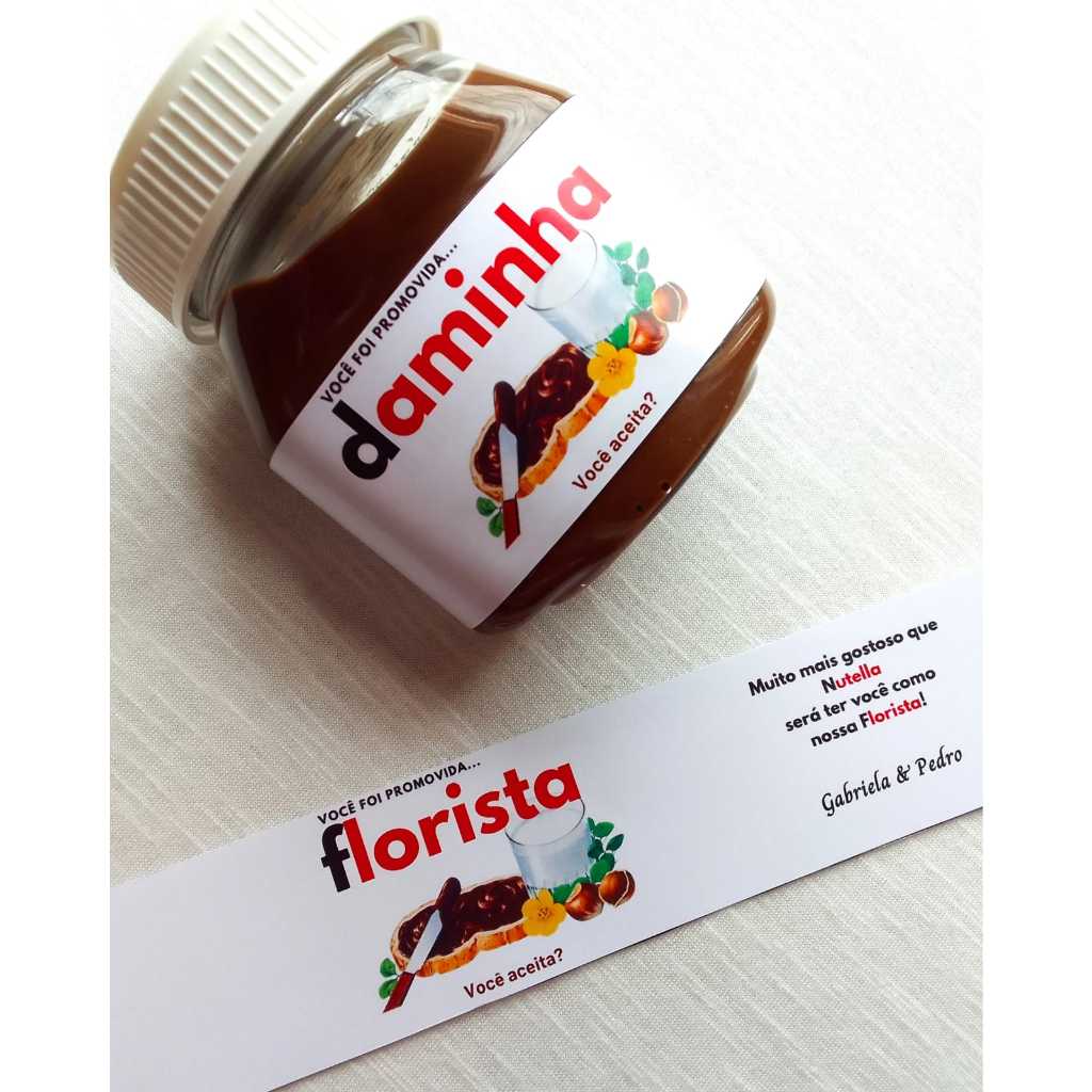 05 rótulos de Nutella Personalizada( daminha, pajem, madrinhas ...