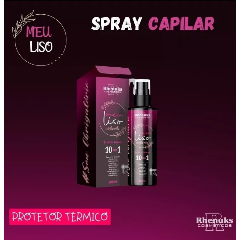 Kit com 2 Spray Protetor Térmico 10 em 1 Capilar Meu liso Minha Vida 200ml CADA Rhenuks | Shopee ...
