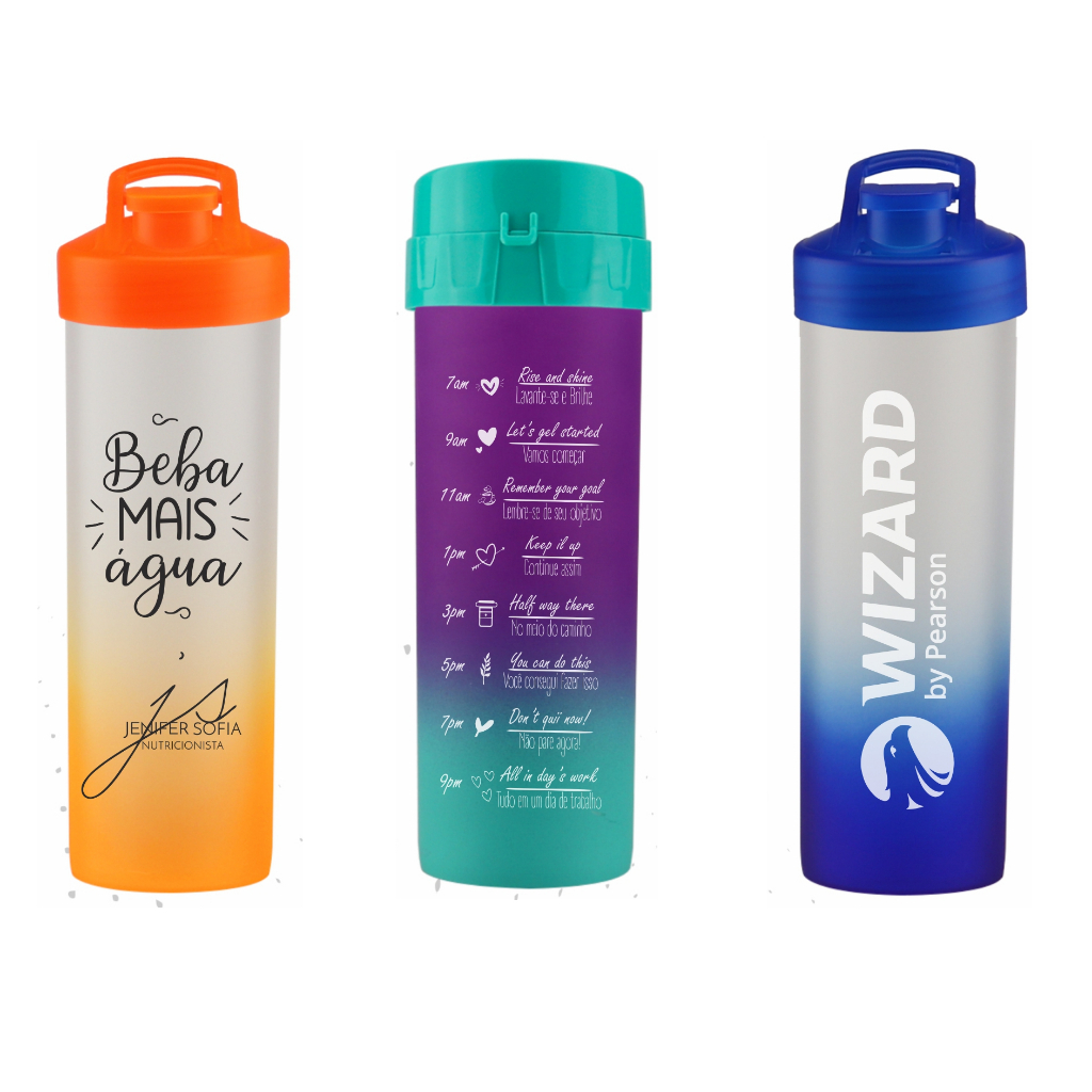Garrafinhas de Água 500ml Degradê ou Bicolor Personalizadas Frente E Verso | Shopee Brasil