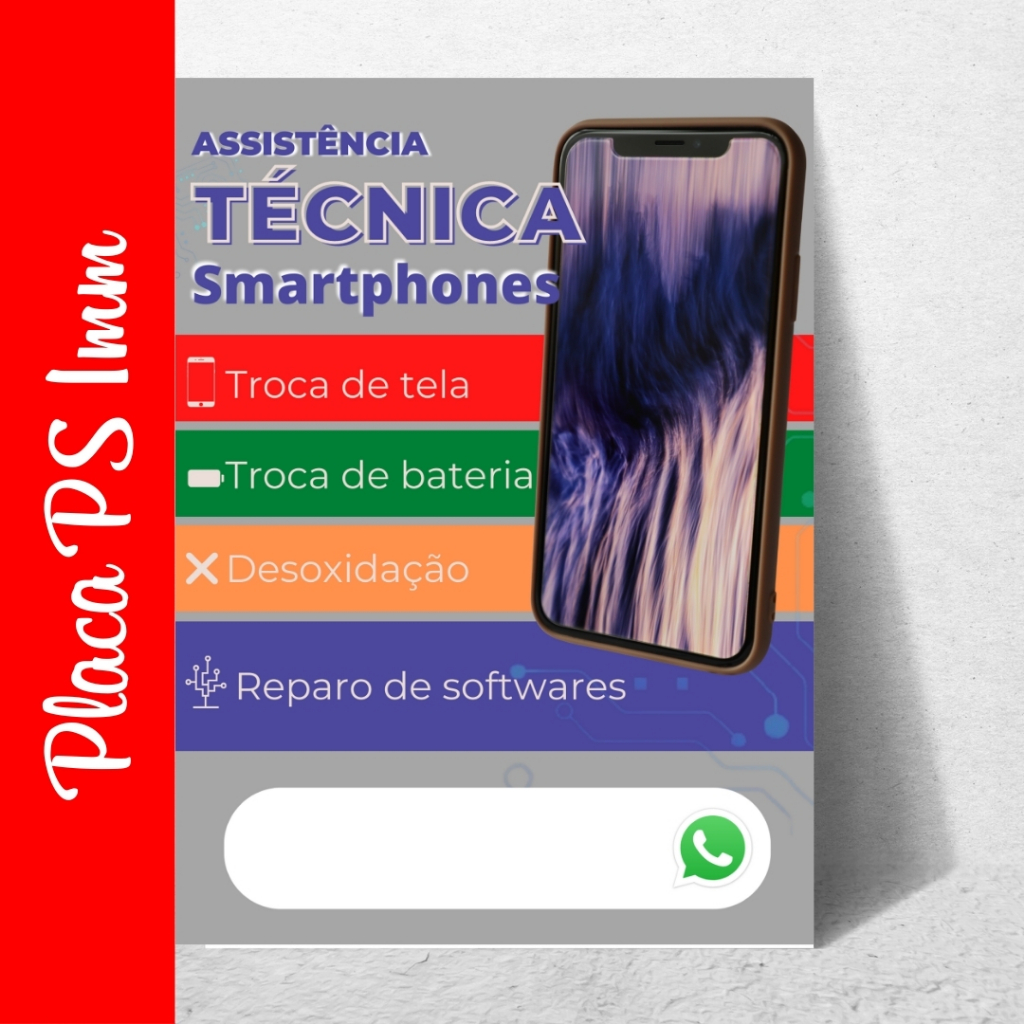 Placa Conserto Reparo Celular Smartphone | 30x40cm Tam: M | SEM ...