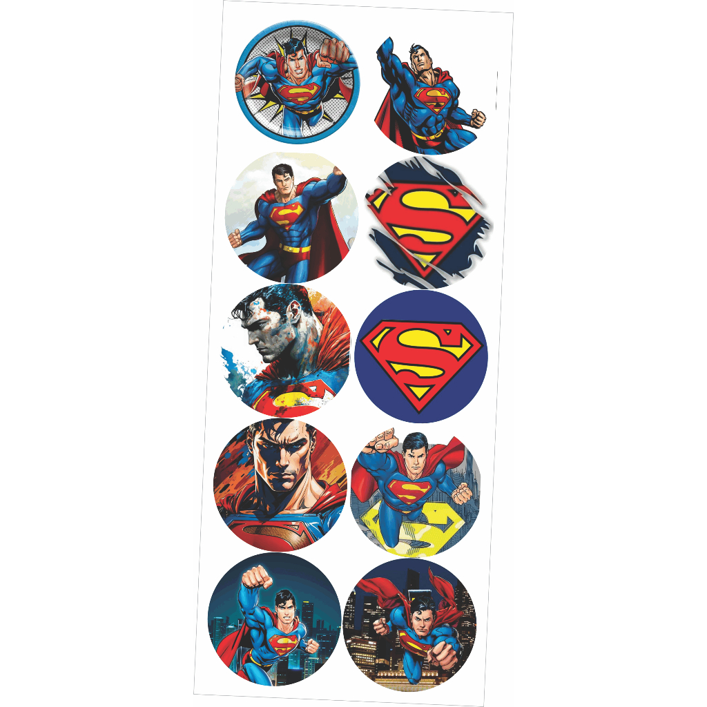 CARTELA COM 10 ADESIVOS ETIQUETA TAG ROTULO SUPER MAN SUPER HOMEM PARA ...