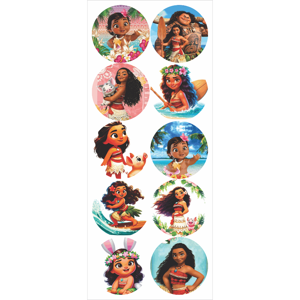 CARTELA COM 10 ADESIVOS ETIQUETA TAG ROTULO MOANA PARA FESTA ...