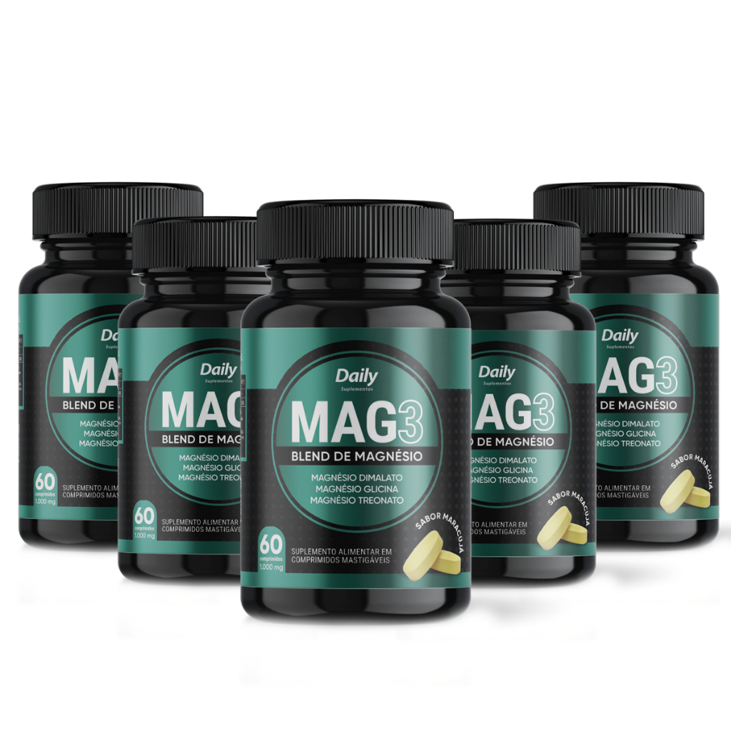 Kit 5x Mag3 Magnesio Blend 3 60 Comprimidos 1000mg 1 Dose - Sabor ...