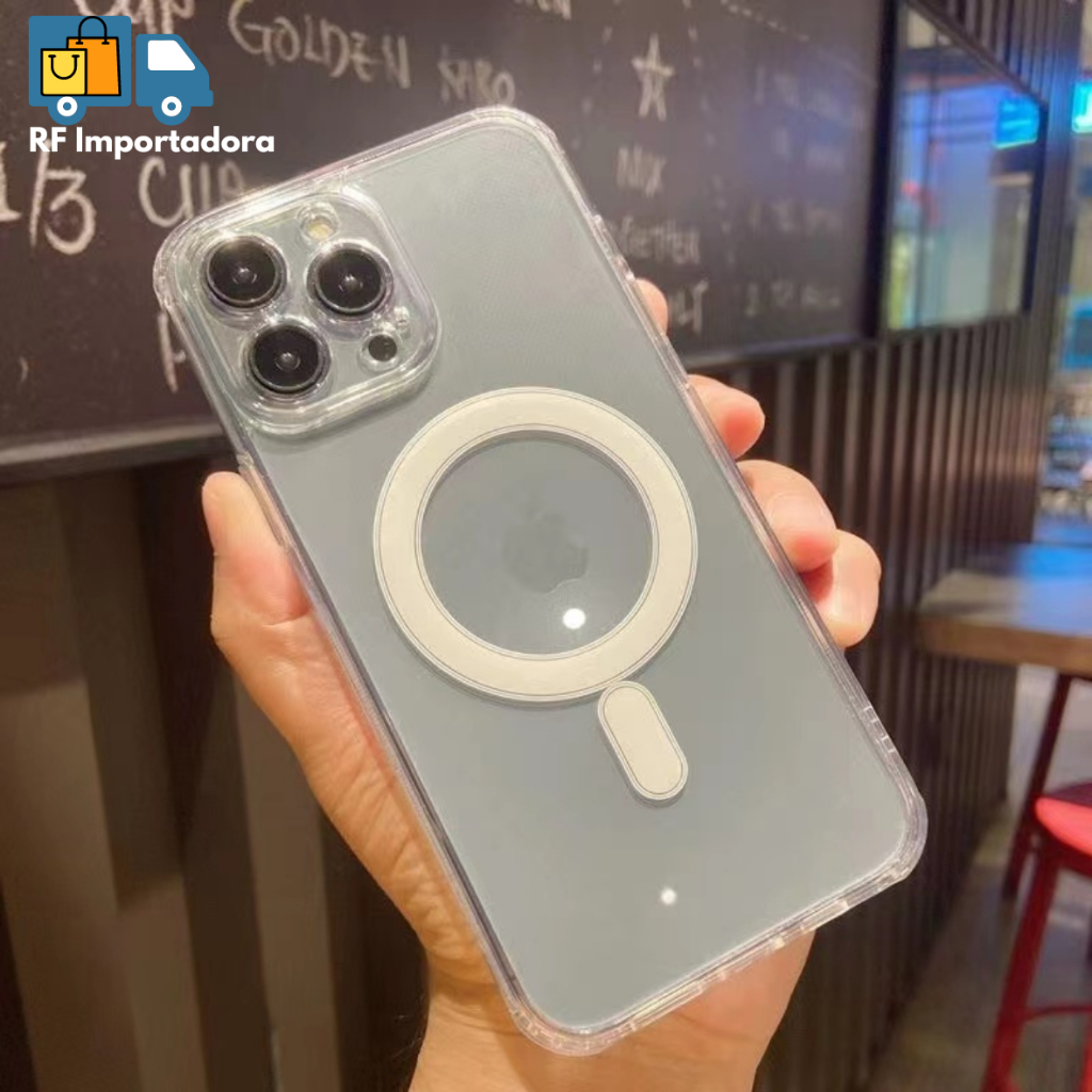 Capa Magnética Magsafe Transparente Para Iphone 7/8 PLUS XR 11 12 13 14 15 16 PRO MAX | Shopee ...