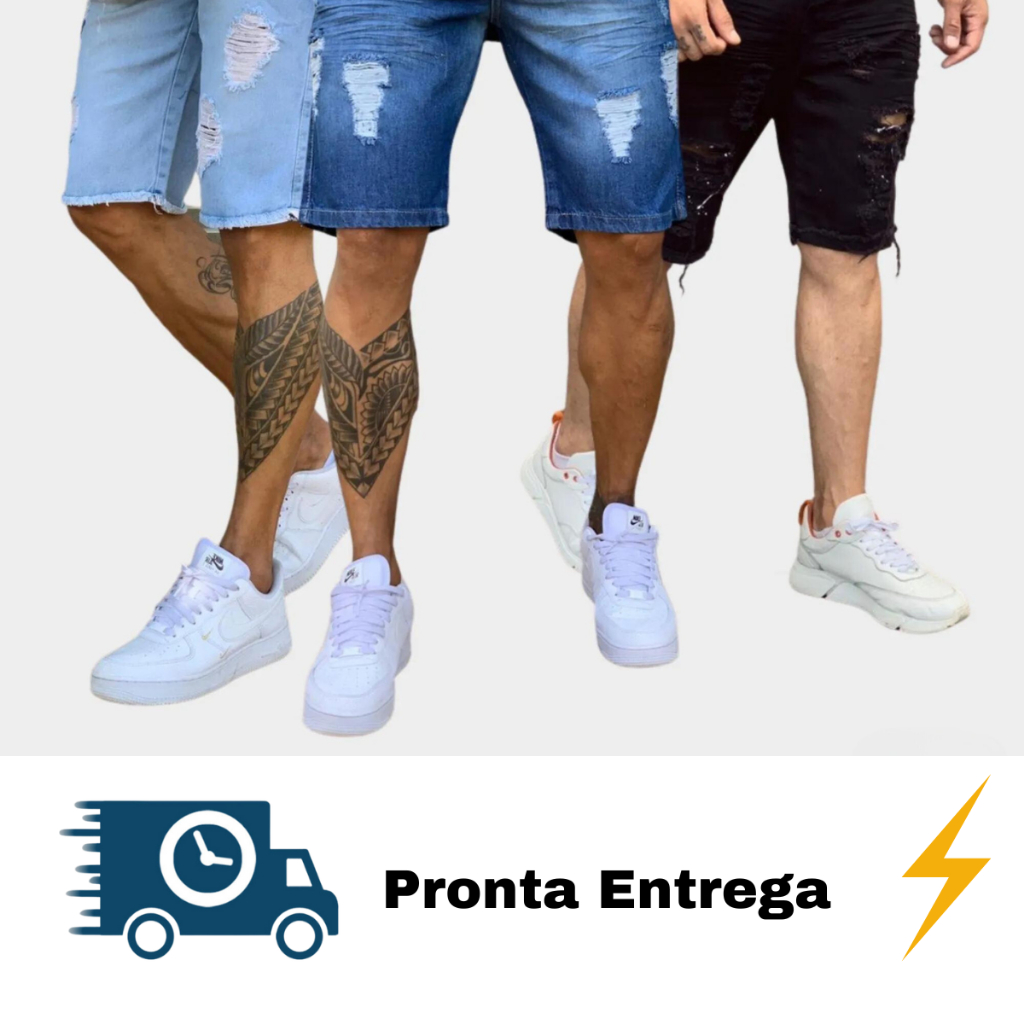KIT BERMUDA Jeans Masculina 3 Peças Confortavéis Original Promoção ...