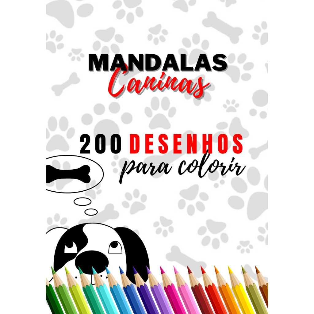 Kit 200 Desenhos Cachorros Cão Mandala Para Colorir Impresso A4 2 Por Folha 0403 | Shopee Brasil