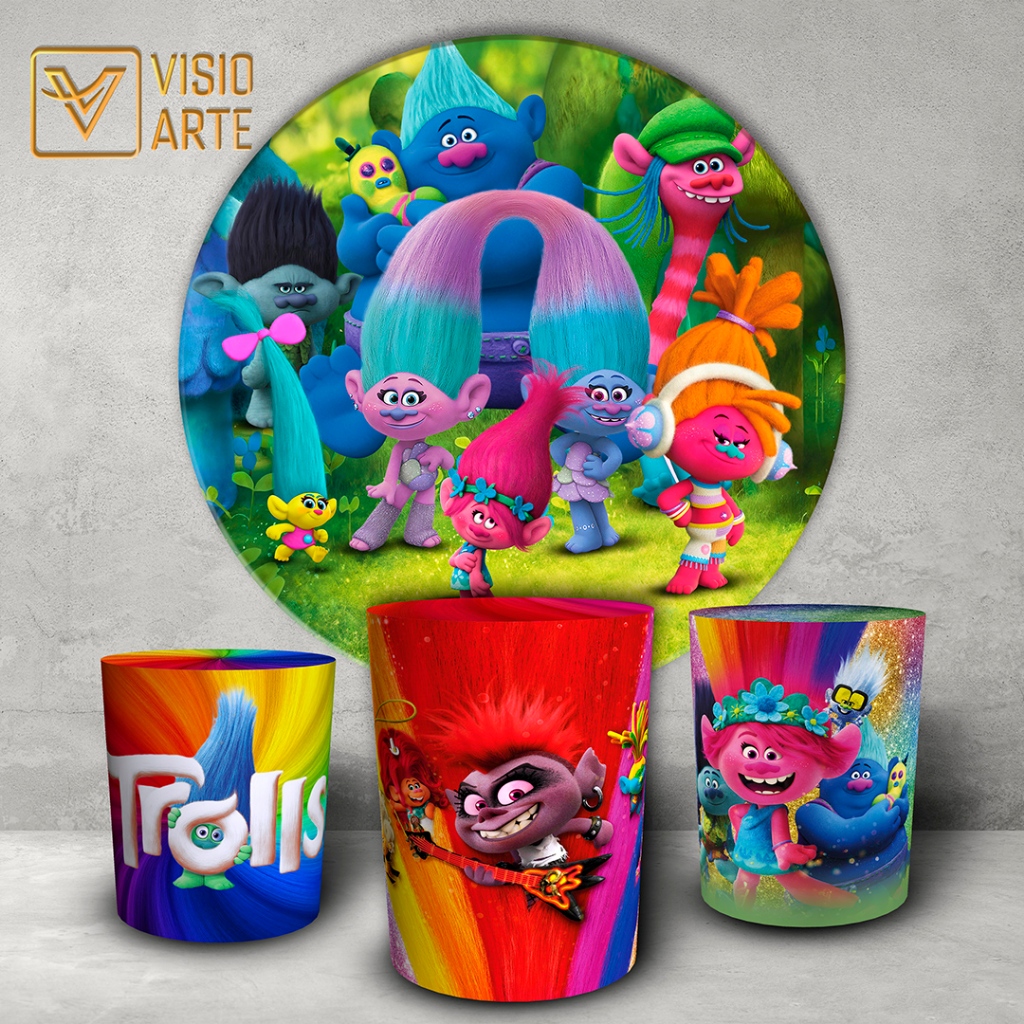 Kit Painel TROLLS + Trio Capas Cilindros 1X1 | Shopee Brasil