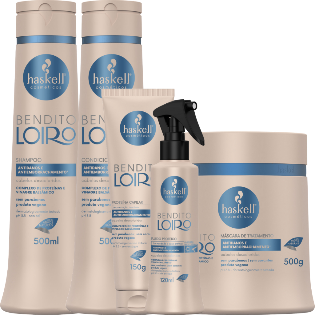 Kit Bendito Loiro Haskell Sh Cond Mascara Fluido Proteína 500ml | Shopee Brasil