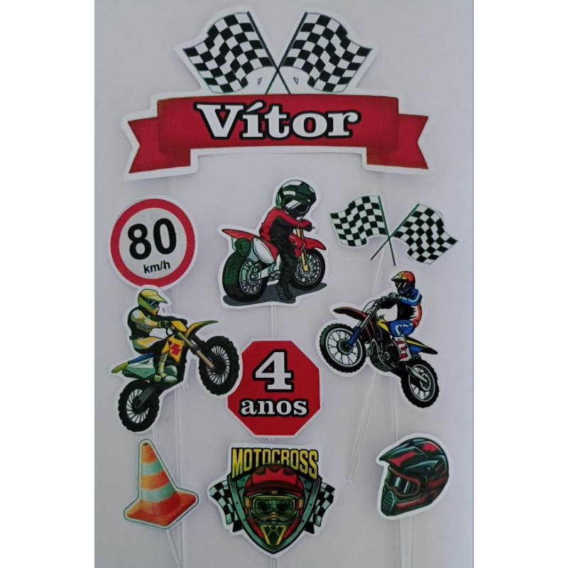Topo de bolo personalizado Tema Motocross | Shopee Brasil