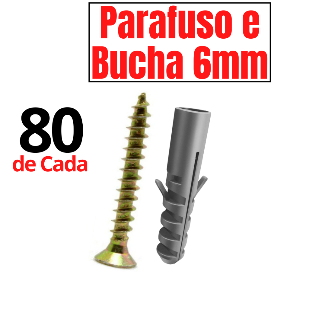 Bucha 6mm com Parafuso 6 Philips Kit Parafuso e Bucha 6 sem anel para ...