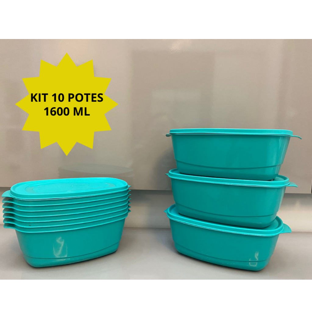 Kit 10 Potes Herméticos Plástico 1600 Ml | Shopee Brasil