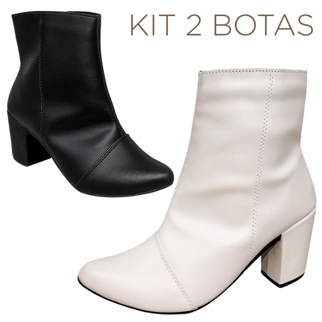 Bota Casual Cano Curto Zíper Salto Médio Macio Botas da Moda ...