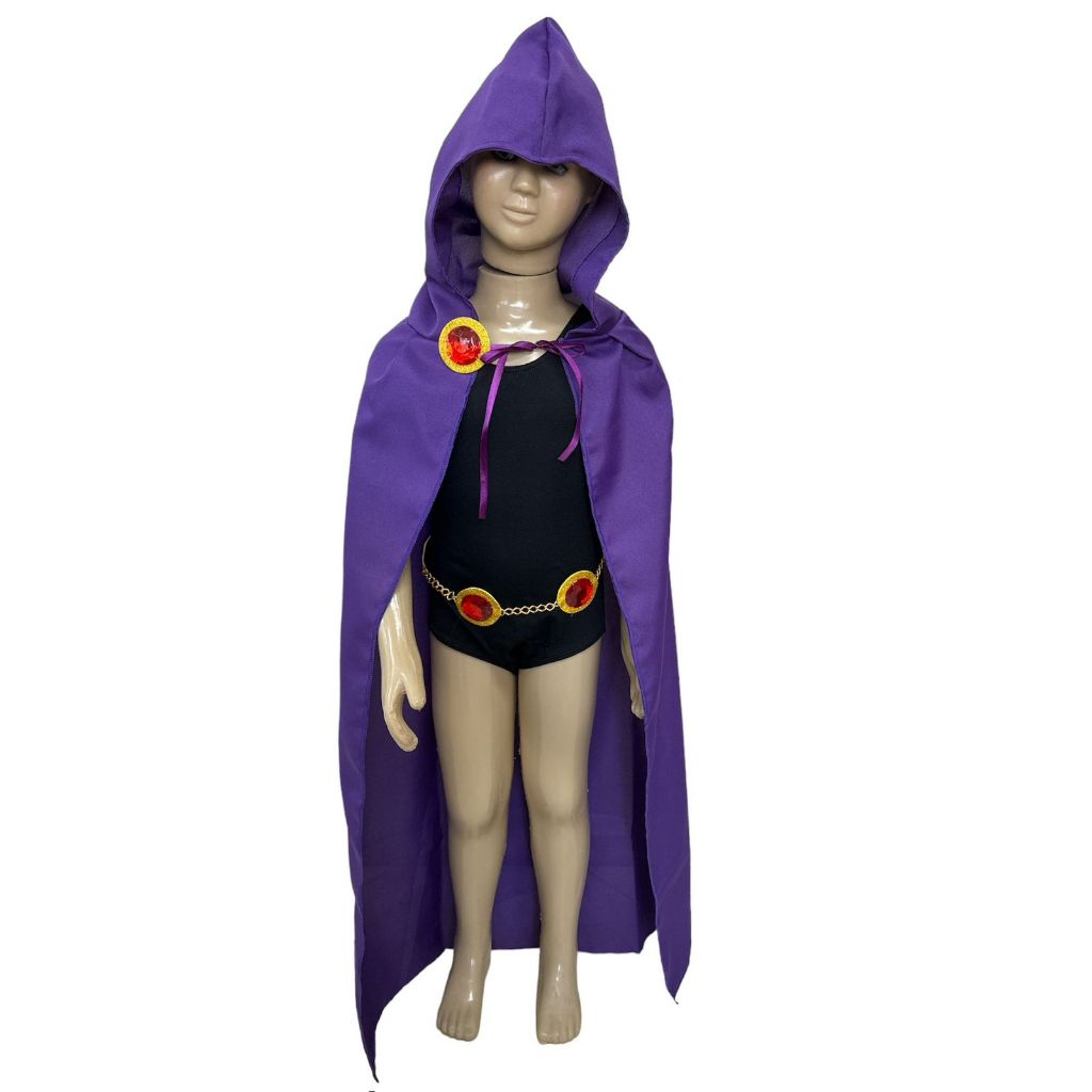 Capa Infantil Titans Ravena com Cinto Cosplay Fantasia Super-Herois ...