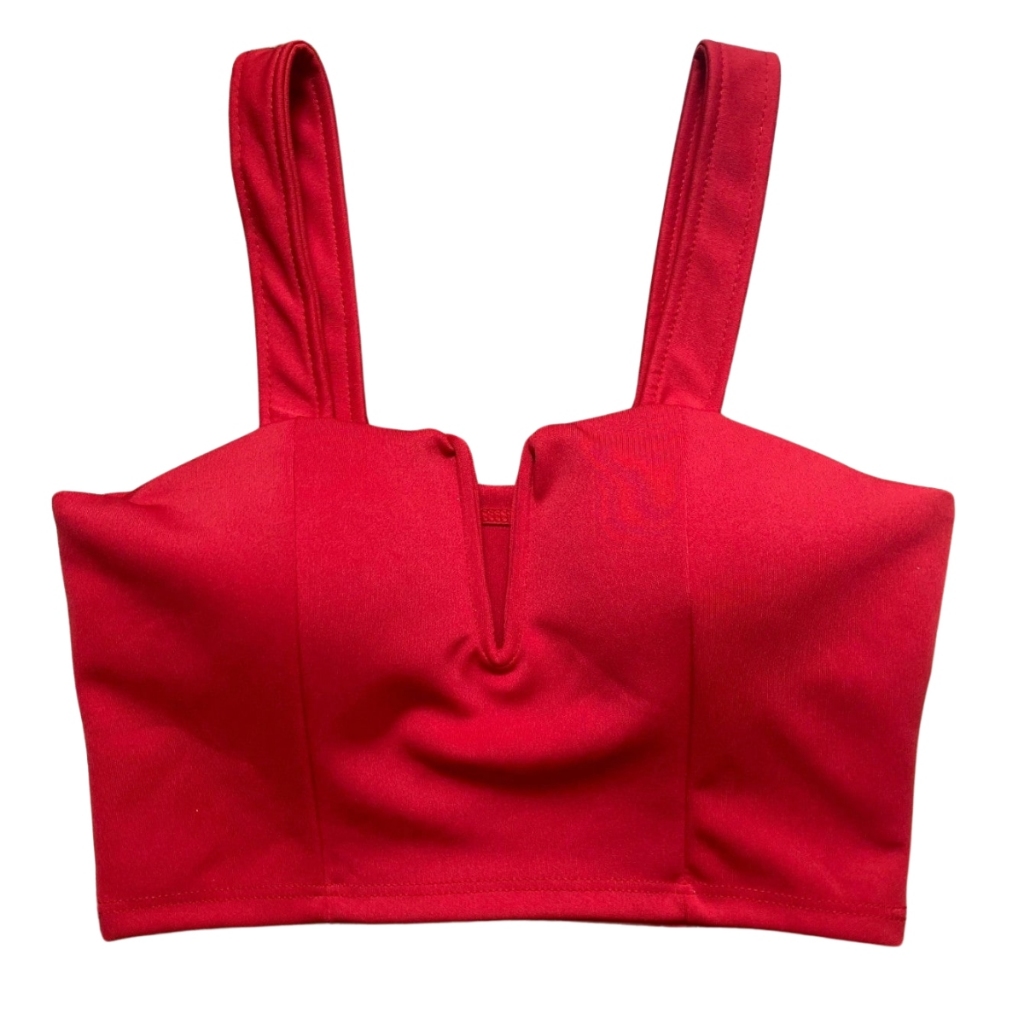 Top Cropped Feminino Decote V Elegante Básico Premium Alca Larga ...