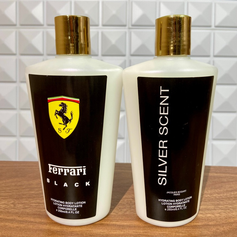 Kit 2 Cremes Hidratante Corporal Ref Ferrari Black e Silver Scent 250ml ...