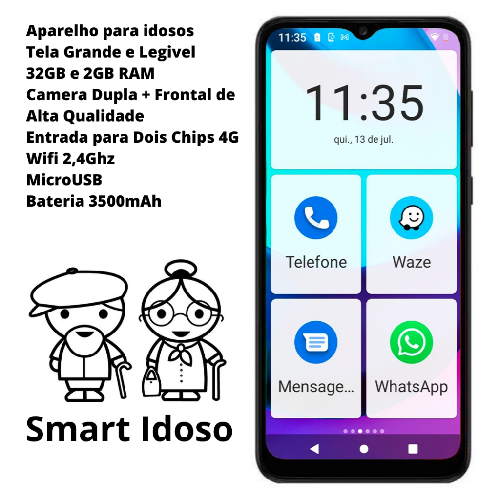 Smartphone Multilaser G3 Idoso 4g 32gb Tela 6.5 Camera 8mp | Shopee Brasil