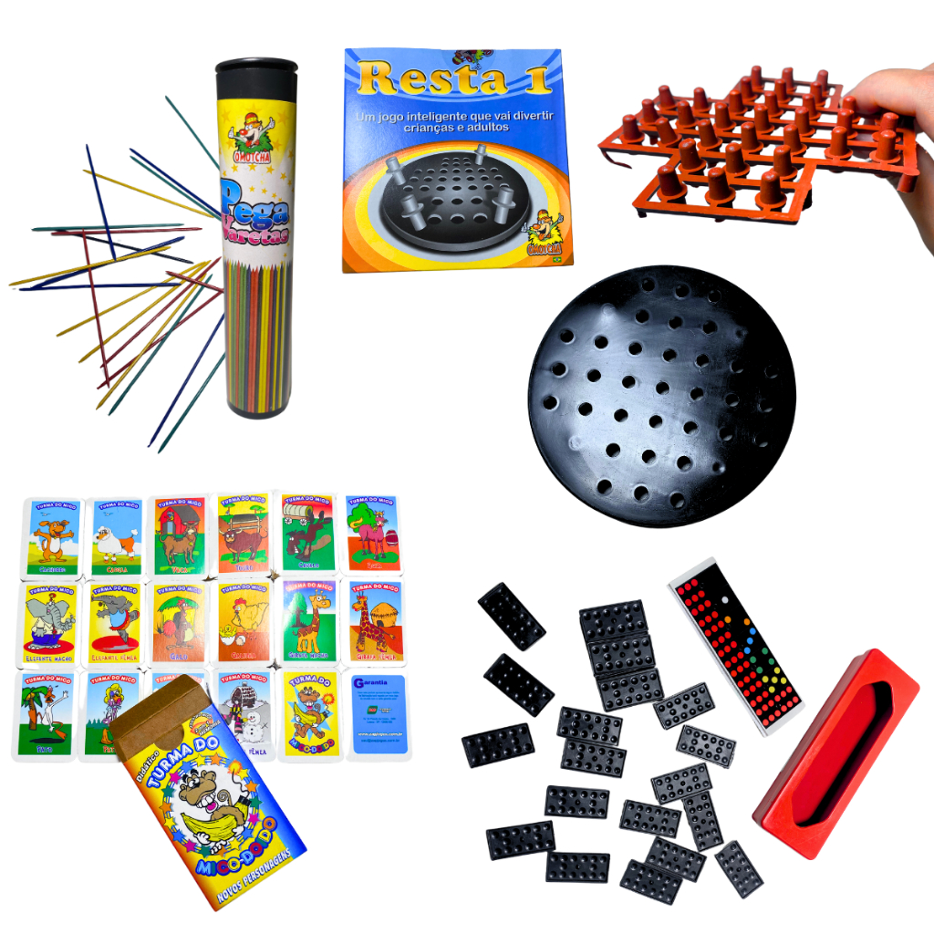 Kit 4 Jogos Para Jogar Amigos Brinquedo Pega Vareta Resta um Jogo do ...