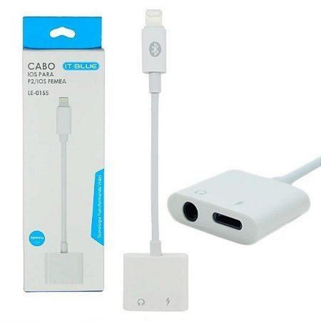 CABO ADAPTADOR LIGHTNING PARA P2 MAIS LIGHTNING FEMEA IT-BLUE PARA ...