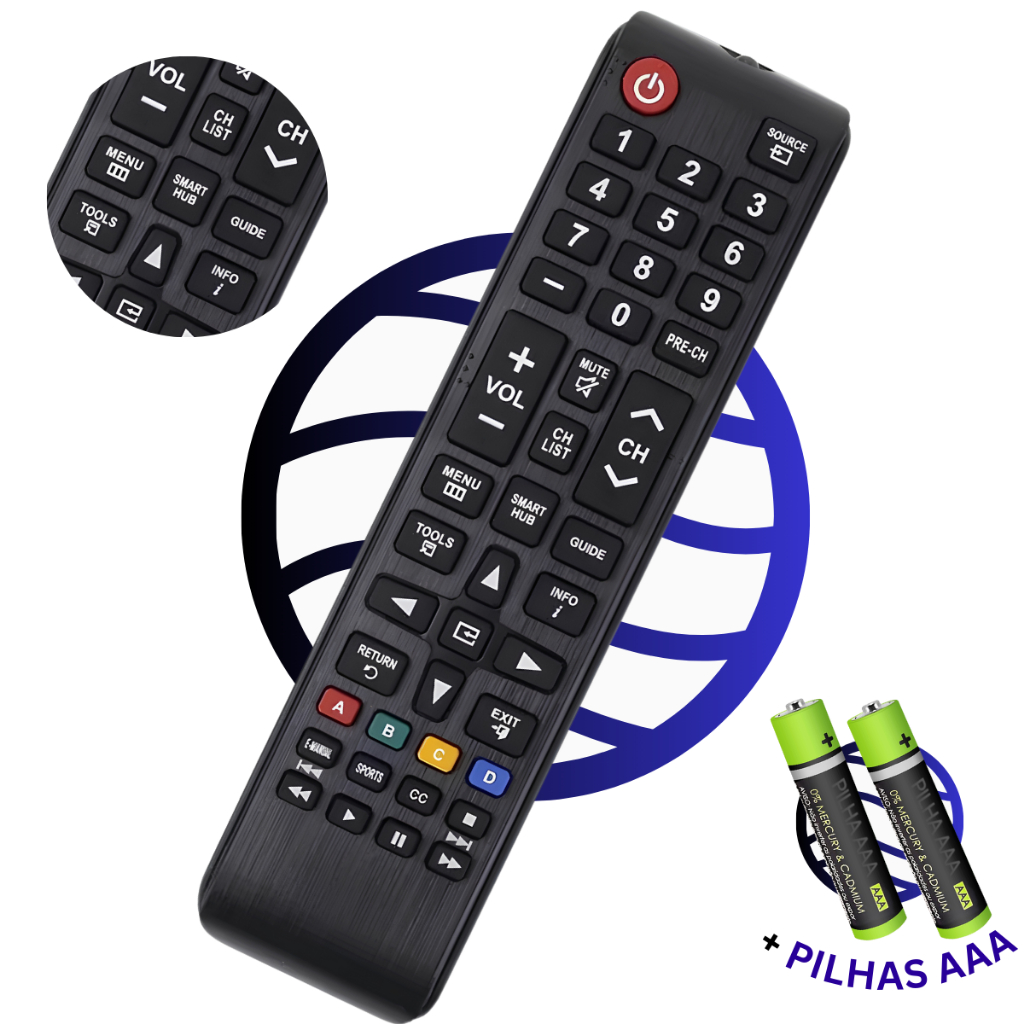 Controle Remoto Samsung Universal Compatível Com Led Lcd Smart Tv 4k