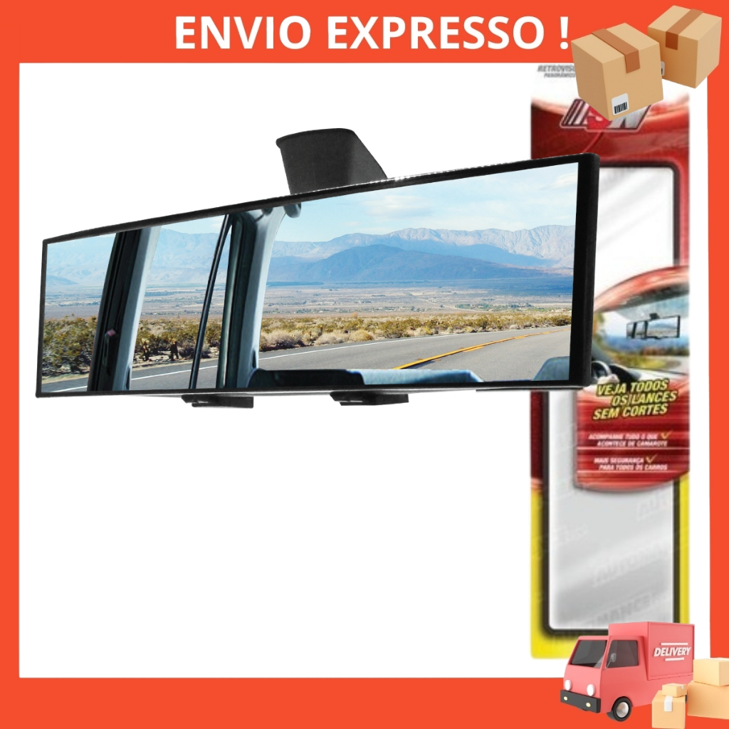 Espelho Retrovisor Interno Universal Panorâmico Automotivo Para Carros Com Ponto Cego 300mm ...