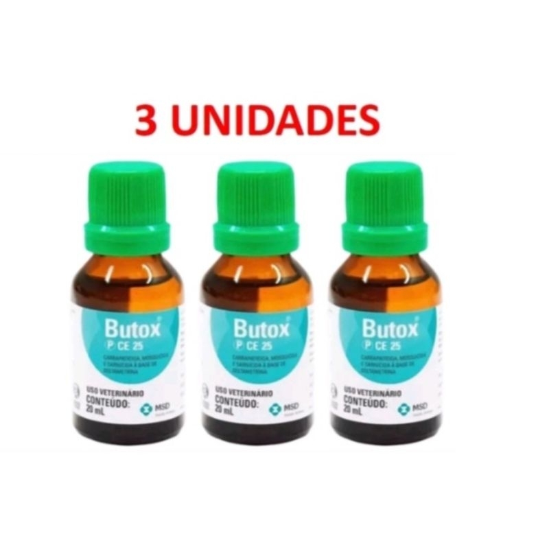 3 Unidades de Butox Pce 25 20ml antipulgas carrapaticida Original ...