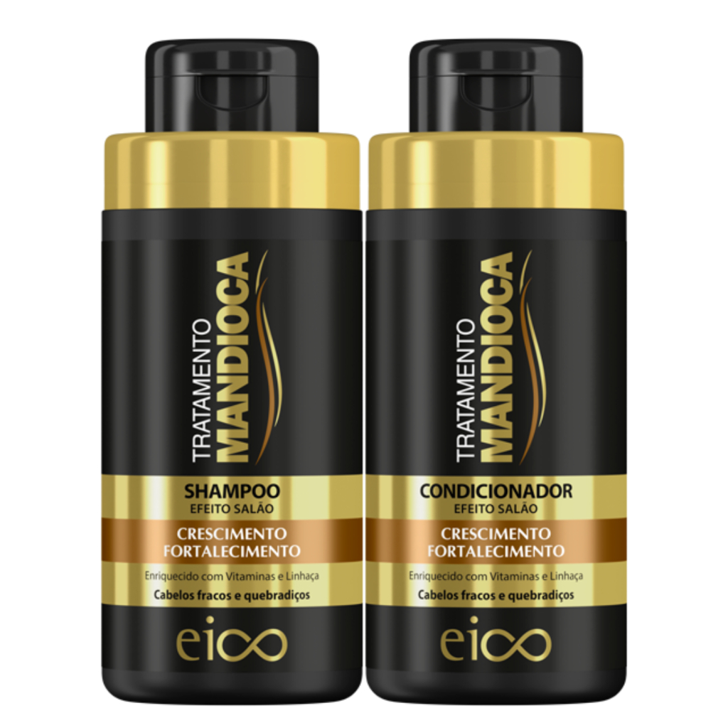 Eico Tratamento Mandioca Shampoo Sem Sal e Condicionador Leave-in 450ml ...