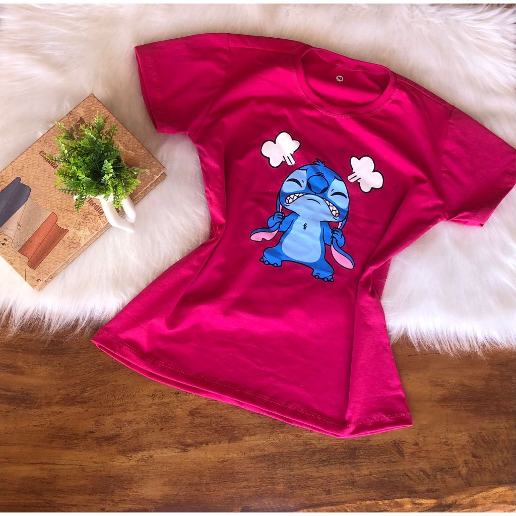 Kit mãe e filha T-shirt ou cropped adulto + cropped infantil Stitch ...