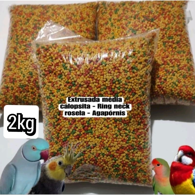 Extrusada média (2kg) para Calopsita - Ring Neck - Rosela - Agapórnis - Caturita | Shopee Brasil