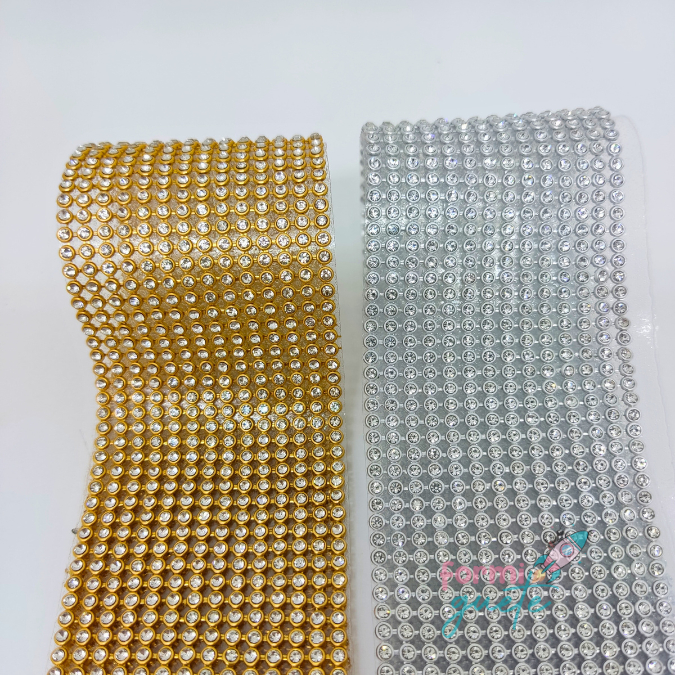 Kit 2 Manta de Strass 5x43cm cada uma, kit compõe 1 manta dourada e 1 ...