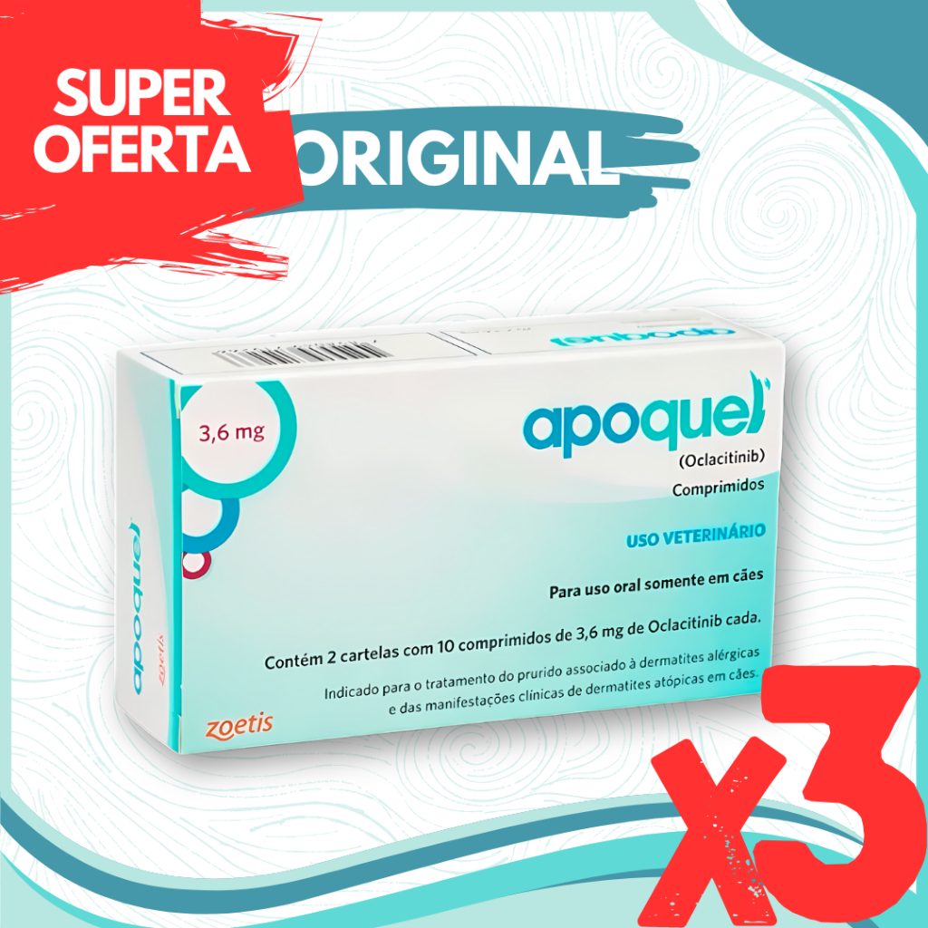 Kit 3 Caixas de Comprimido Dermatológico Apoquel 3,6mg | Shopee Brasil