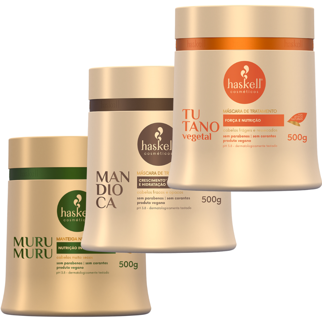 Kit Haskell Cronograma Capilar Tutano Murumuru Mandioca 500g | Shopee Brasil