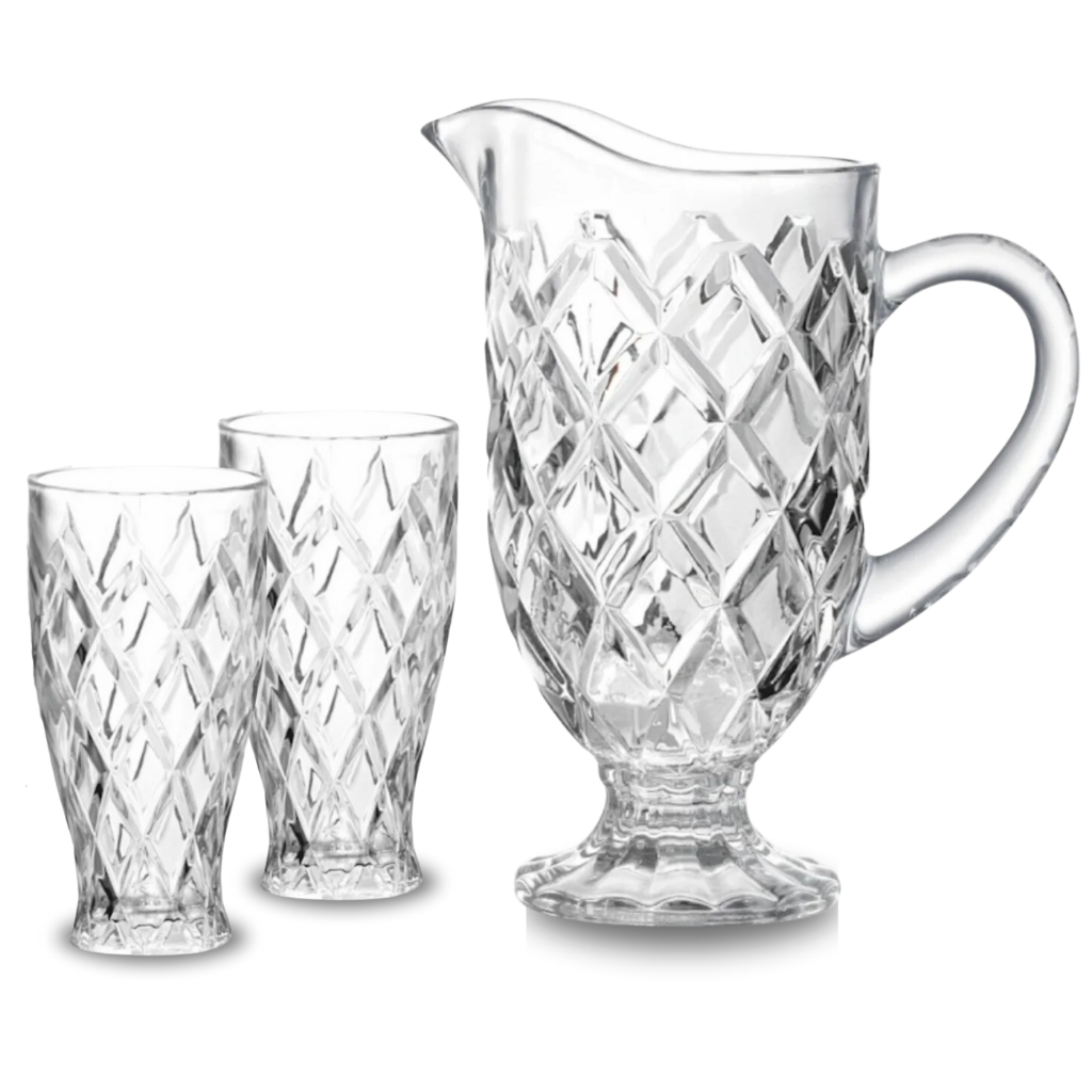 Conjunto De Jarra 1,5L Com 6 Copos 300ml Diamond | Shopee Brasil