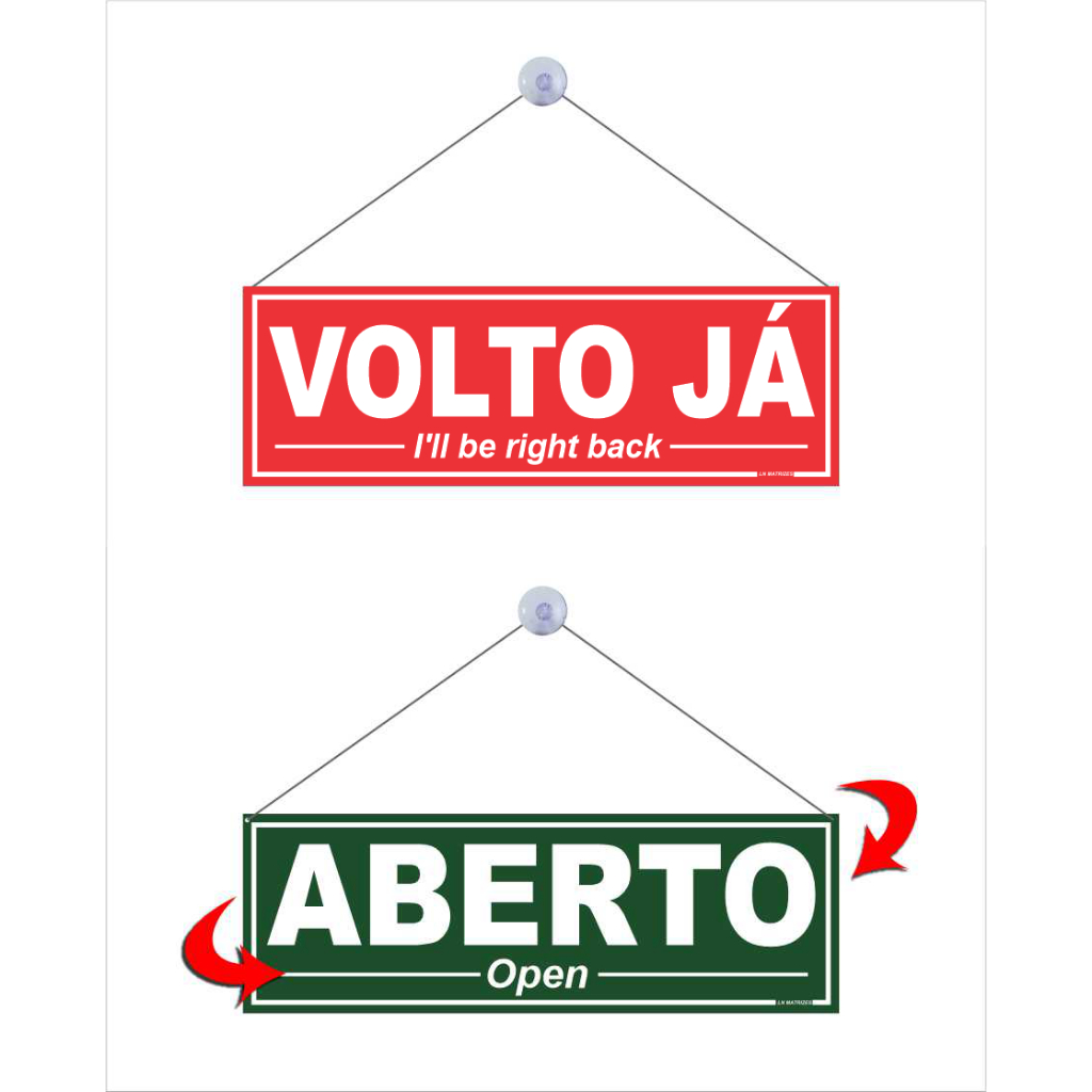 Placa Comunicativa de ABERTO E VOLTO JÁ para porta de vidro de lojas ...