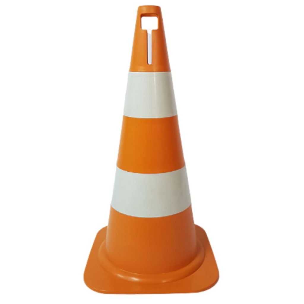 Cone de Sinalização Pvc Laranja e Branco Preto e Amarelo 50cm com ...