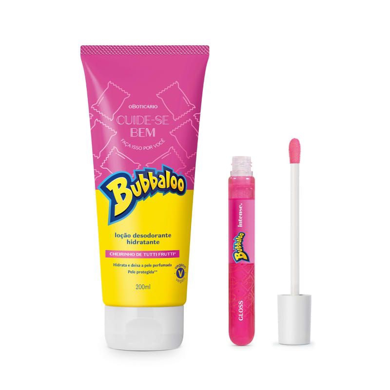 CUIDE-SE BEM HIDRATANTE CORPORAL BUBBALOO 200ml ou Glloss Labial Rosa ...