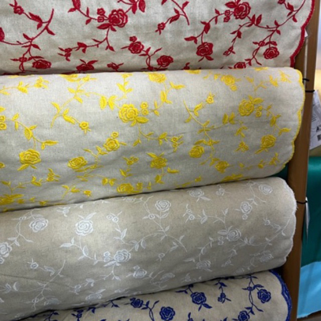 Tecido Linho Bordado Floral 1 MT x 1,25 LARG | Shopee Brasil