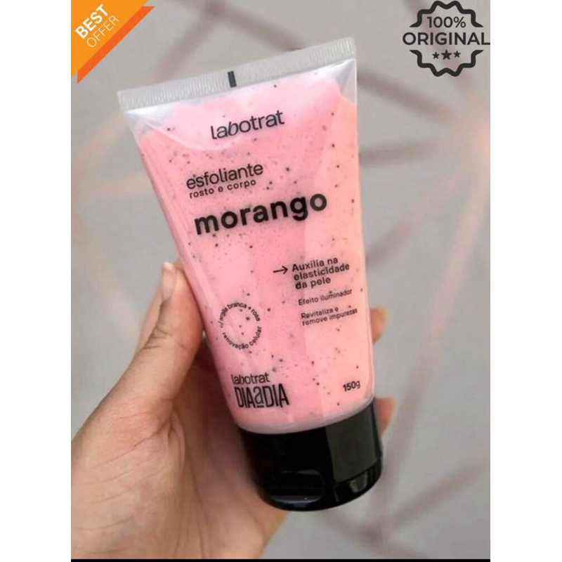 Esfoliante Rosto e Corpo de Morango com Argila Branca e Rosa 150g | Shopee Brasil