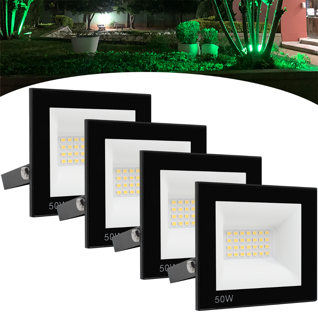 Kit 4 Refletor Led 50w Holofote Bivolt Prova Dágua Luz Verde | Shopee Brasil