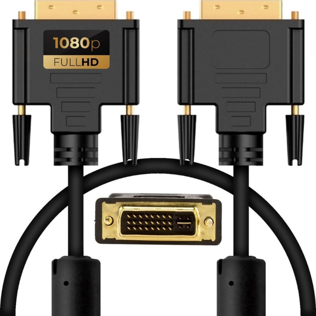 Cabo Dvi-D x Dvi-D 24+1 Dual Link Profissional Cabo de Malha Filtros 2 Metros Conector Dourado ...