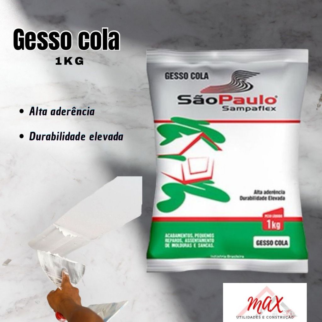 Gesso Cola 1KG para acabamentos e reparos | Shopee Brasil