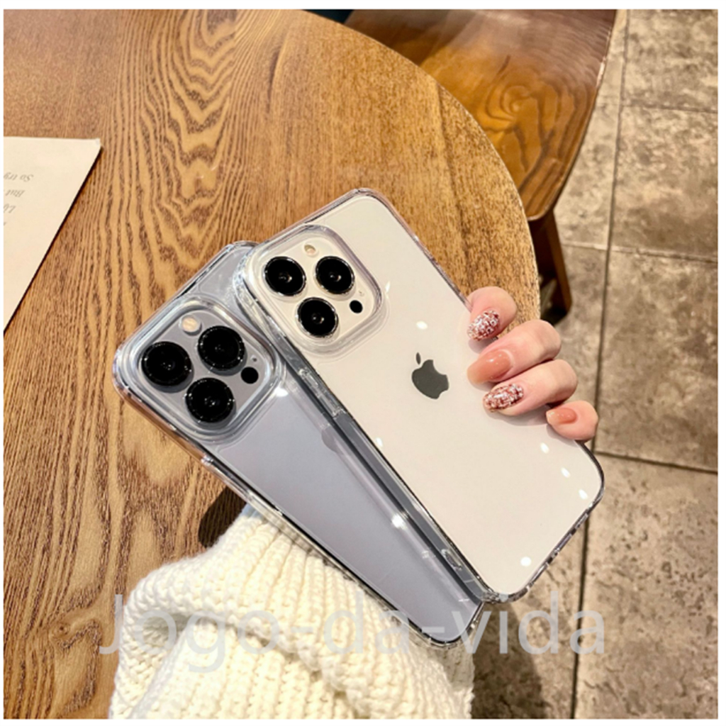 Capa capinha Space transparente PC duro anti-queda para iPhone 15 14 13 12 11 Pro Max MINI xs xr ...