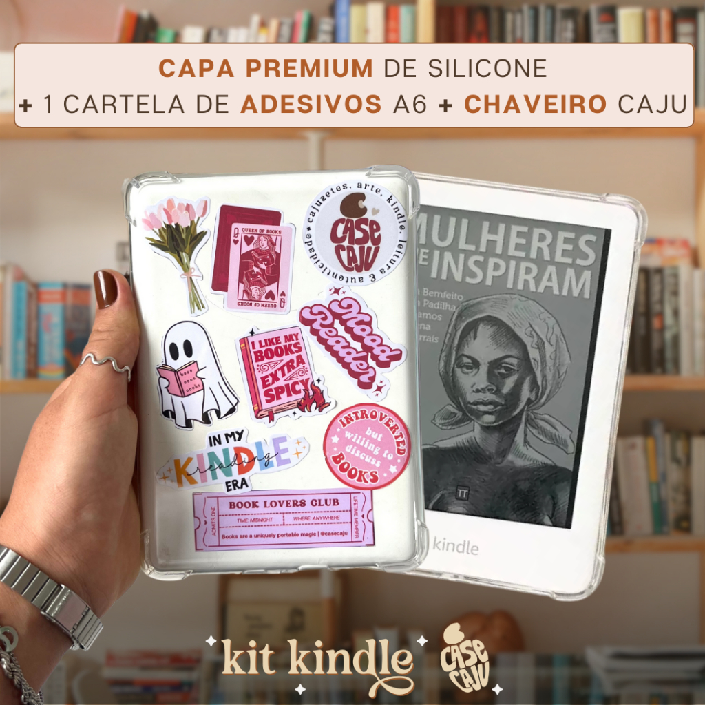 KIT CAPA KINDLE DE SILICONE PREMIUM + CHAVEIRO + ADESIVOS SEM RECORTE ...