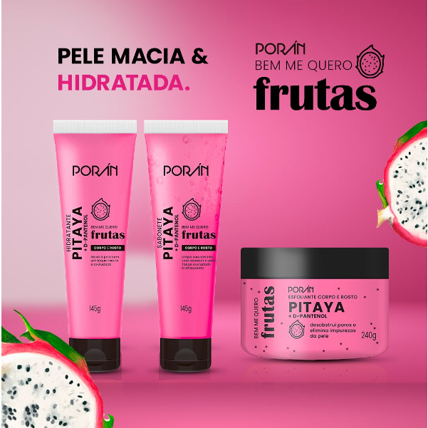 KIT CUIDADOS ROSTO E CORPO DE PITAYA - ESFOLIANTE, SABONETE, HIDRATANTE PÓRAN | Shopee Brasil
