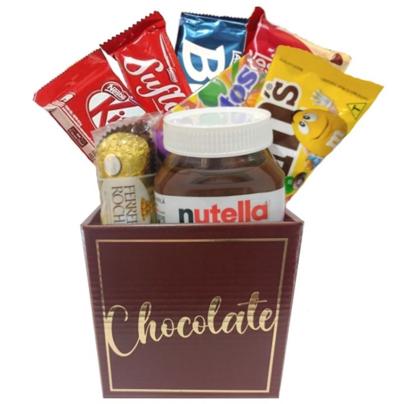 Cesta Caixa Chocolates Com Kit Kat Nutella Ferrero Rocher e outros ...