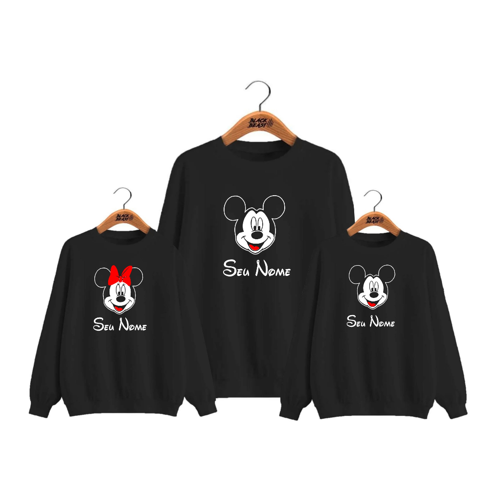 Kit moletom familia disney mickey minnie com 3 tal pai mae filho ou ...