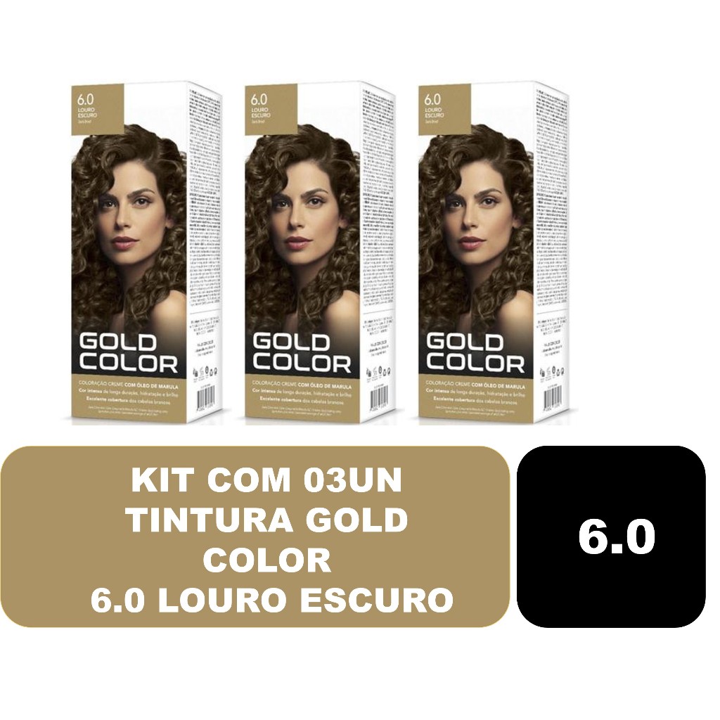 Kit Com 03un Tintura Gold Color 6.0 Louro Escuro | Shopee Brasil